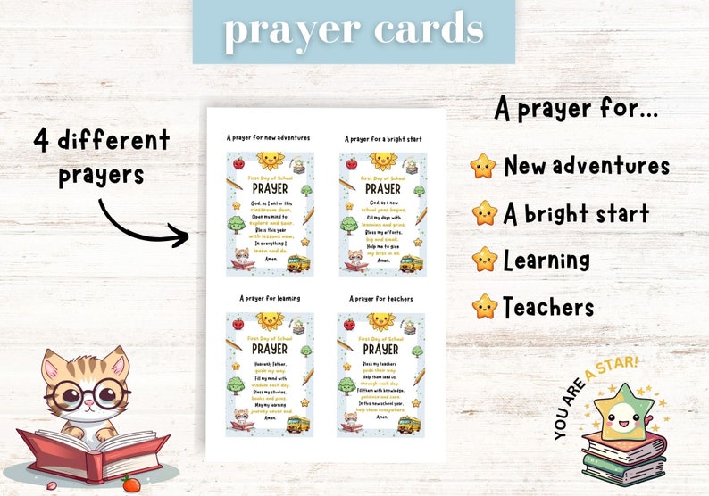 First Day of School Prayer Cards Back to School Prayers - Etsy