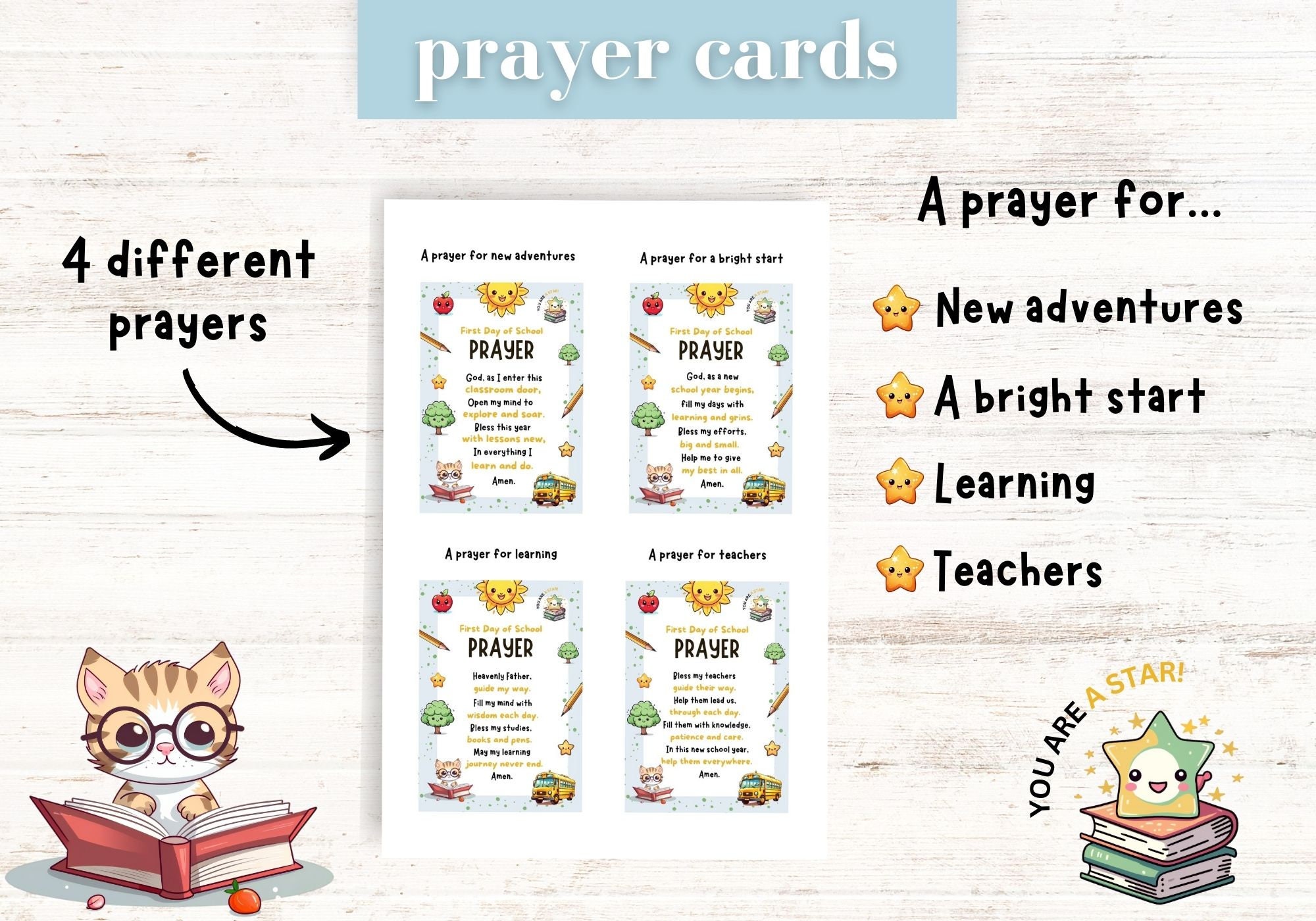 First Day of School Prayer Cards Back to School Prayers - Etsy