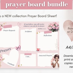 Pink Prayer Board Bundle, Prayer Board Party Printables, Christian ...