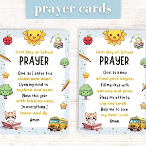 First Day of School Prayer Cards Back to School Prayers - Etsy
