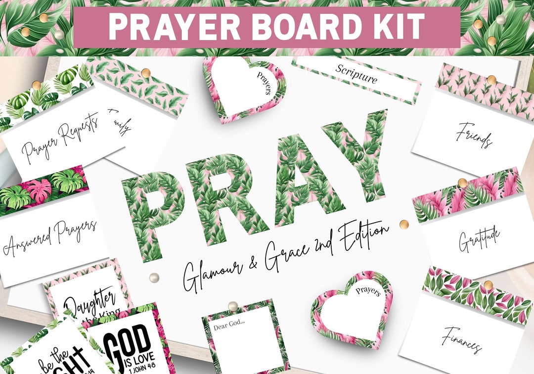 Prayer Board Kit Printable, Prayer Board Envelopes, Pink Prayer Board ...