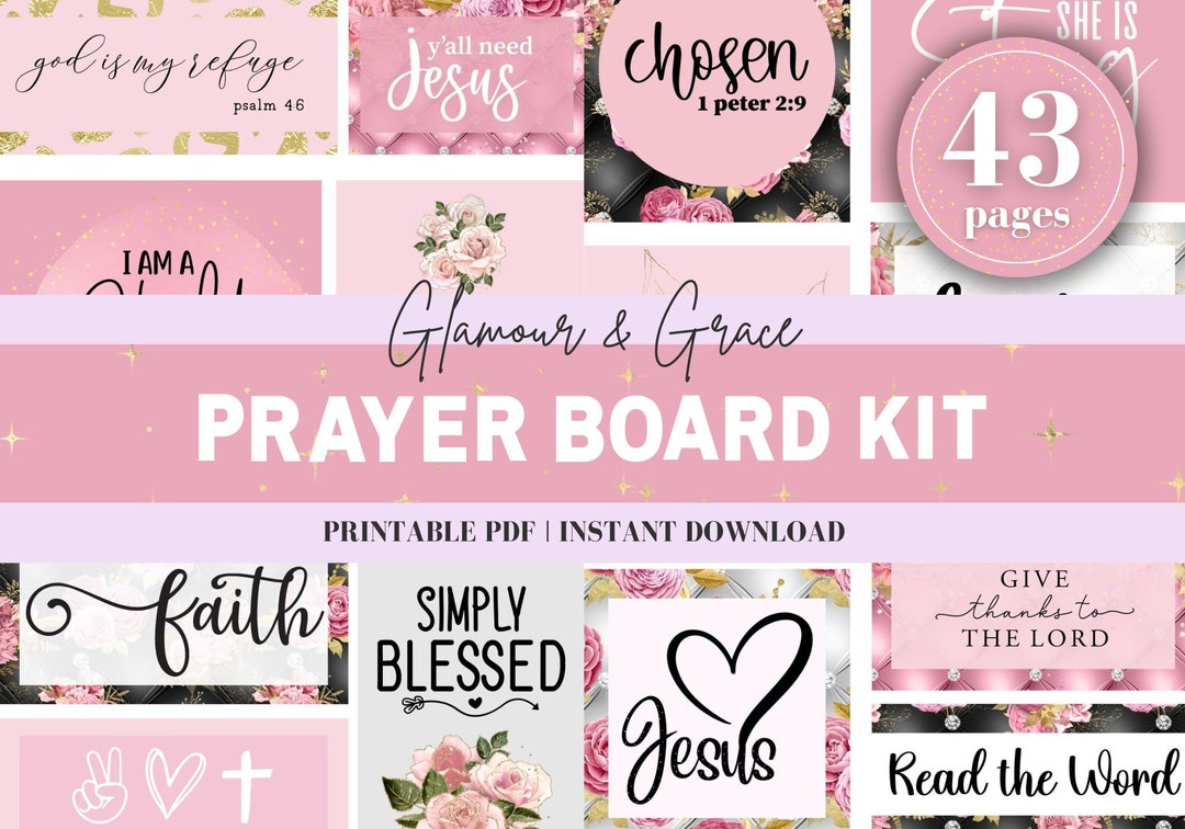 Prayer Board Kit, Printable Prayer Cards, Christian Wall Collage ...