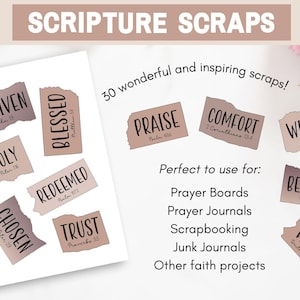 Scripture Scraps Printable, Faith Junk Journal Scraps, Prayer Board Kit ...