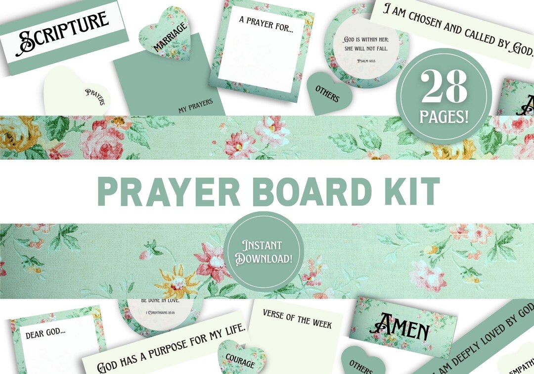 Printable Prayer Board Kit, Vintage Floral Prayer Board, Prayer Cards ...