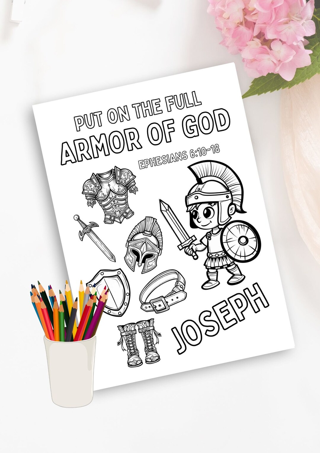 Printable Armor of God Coloring Page, Personalized Armor of God, Kids ...