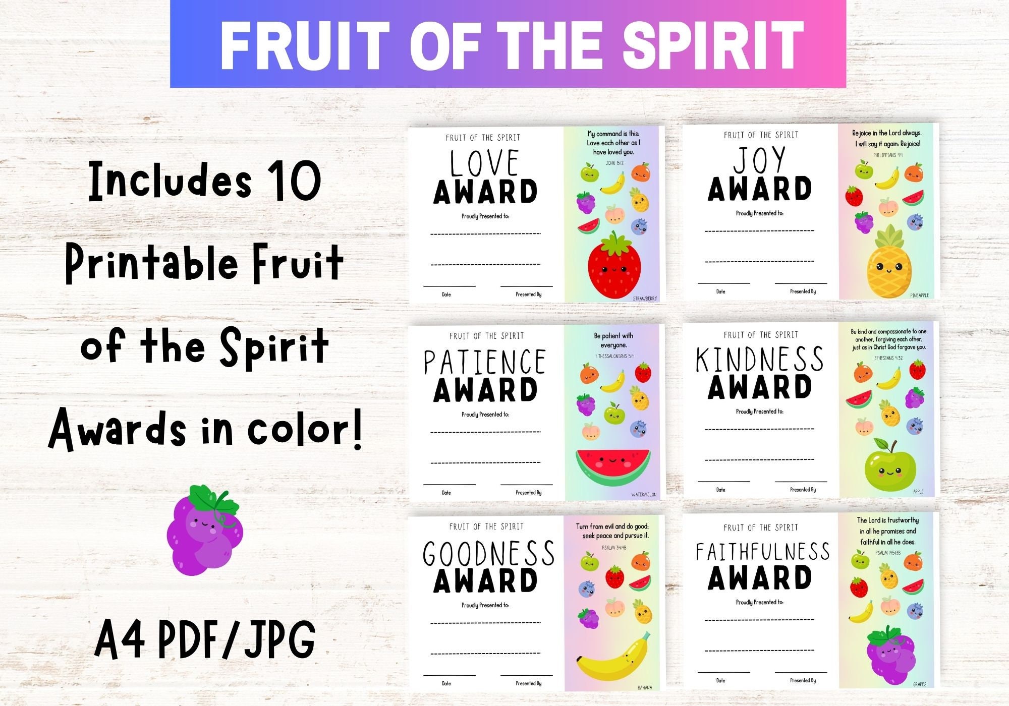 Fruit of the Spirit Awards, Printable Fruit of the Spirit Certificate ...