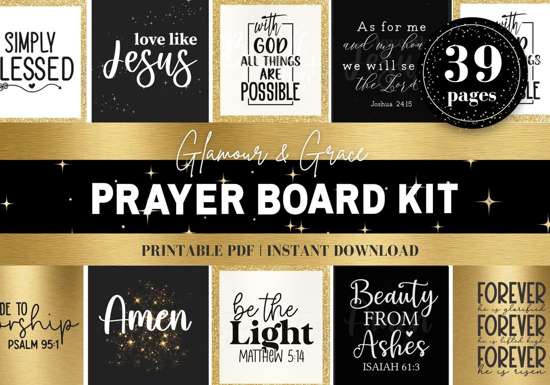 Prayer Board Kit, Printable Prayer Party Kit, Christian Wall Collage ...