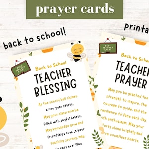 Back to School Teacher Prayer Cards, Back to School Prayers for Teacher ...