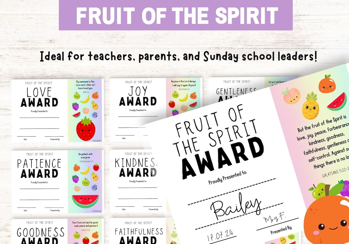 Fruit of the Spirit Awards, Printable Fruit of the Spirit Certificate ...