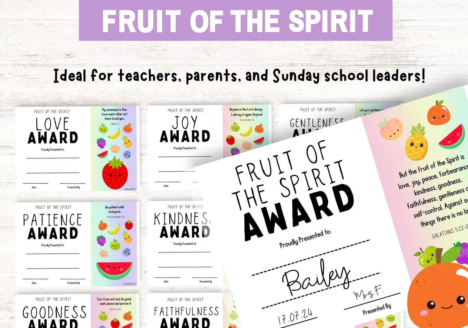 Fruit of the Spirit Awards, Printable Fruit of the Spirit Certificate ...
