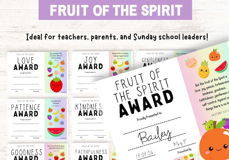 Fruit of the Spirit Awards, Printable Fruit of the Spirit Certificate ...