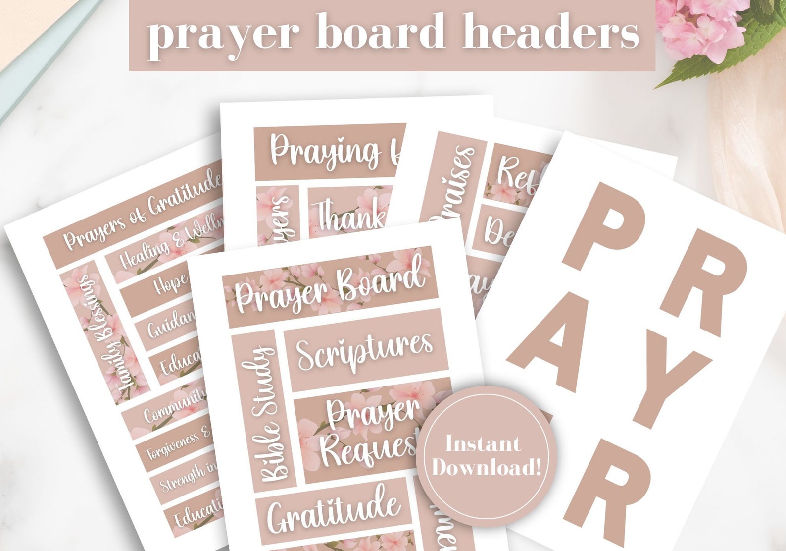 Prayer Board Printable, Daily Prayer Board, Prayer Board Headings ...