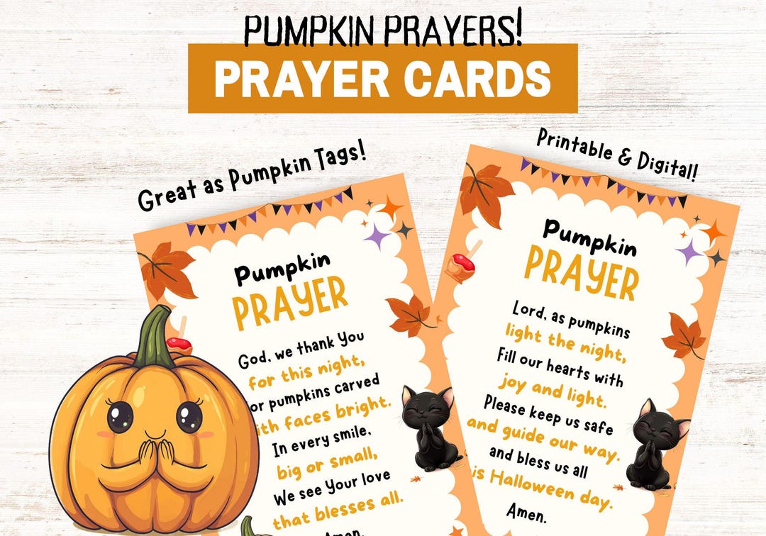 Pumpkin Prayer Halloween Cards, Christian Halloween Prayer Tags, Kids ...