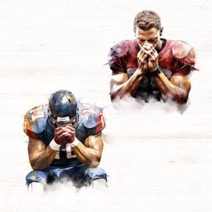 Praying Footballers, Men in Prayer, Prayer Warriors, Watercolor ...