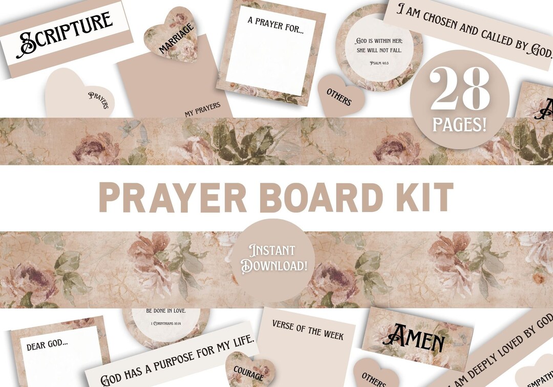 Prayer Board Kit, Vintage Floral Prayer Board, Prayer Wall, War Room ...