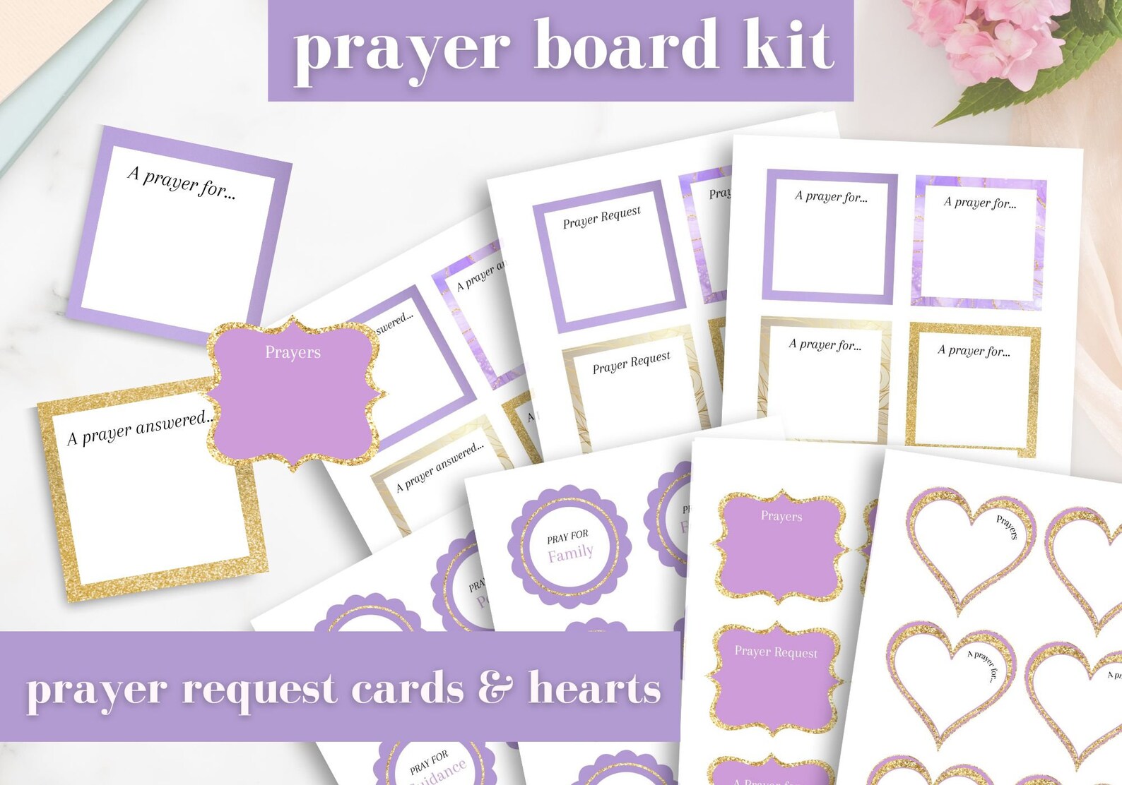 Purple Prayer Board Printable, Prayer Cards, Christian Prayer Wall ...