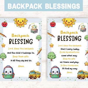 Backpack Blessings, Back to School Backpack Prayer, Prayer Tag, Sunday ...