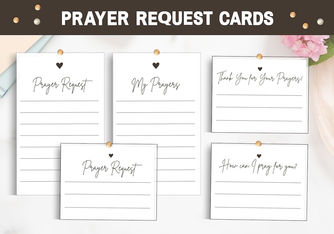 Prayer Request Cards, Prayer List, Printable Prayer Board Cards, Thank ...