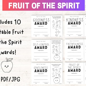 Fruit of the Spirit Awards, Printable Fruit of the Spirit Certificate ...