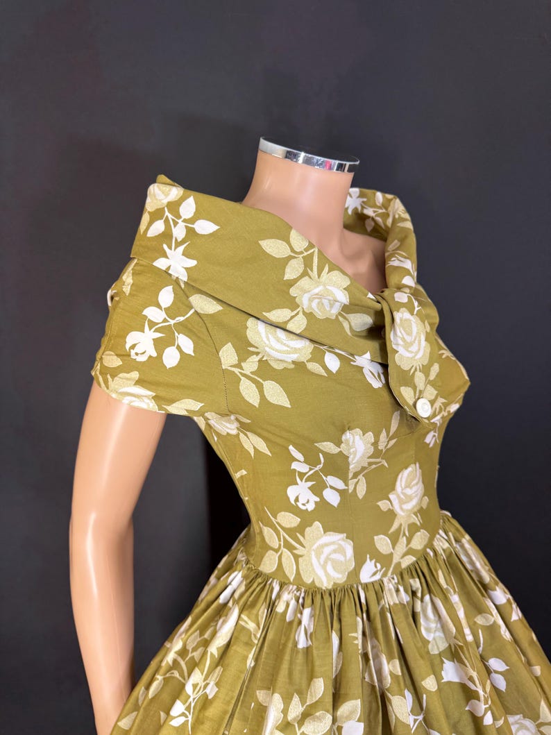 Stunning 1950s Crisp Cotton Horrockses Rose Print Dress - Etsy