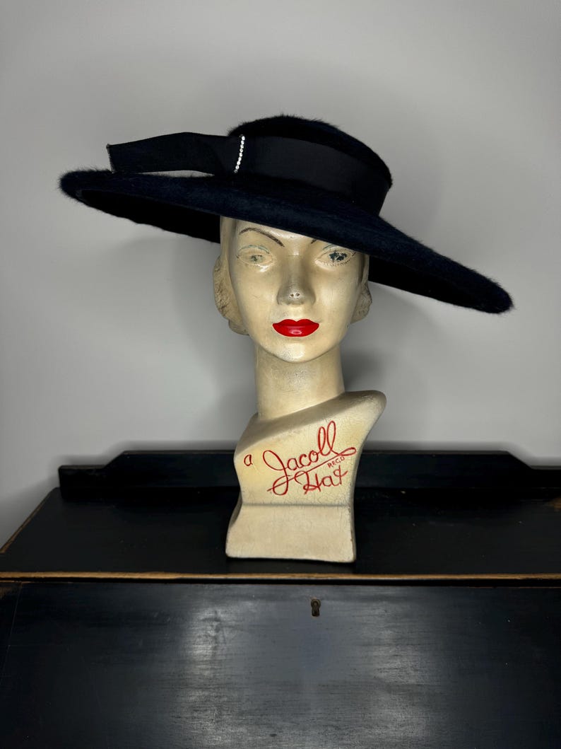 Outstanding 1940s Large Brimmed Hat - Etsy