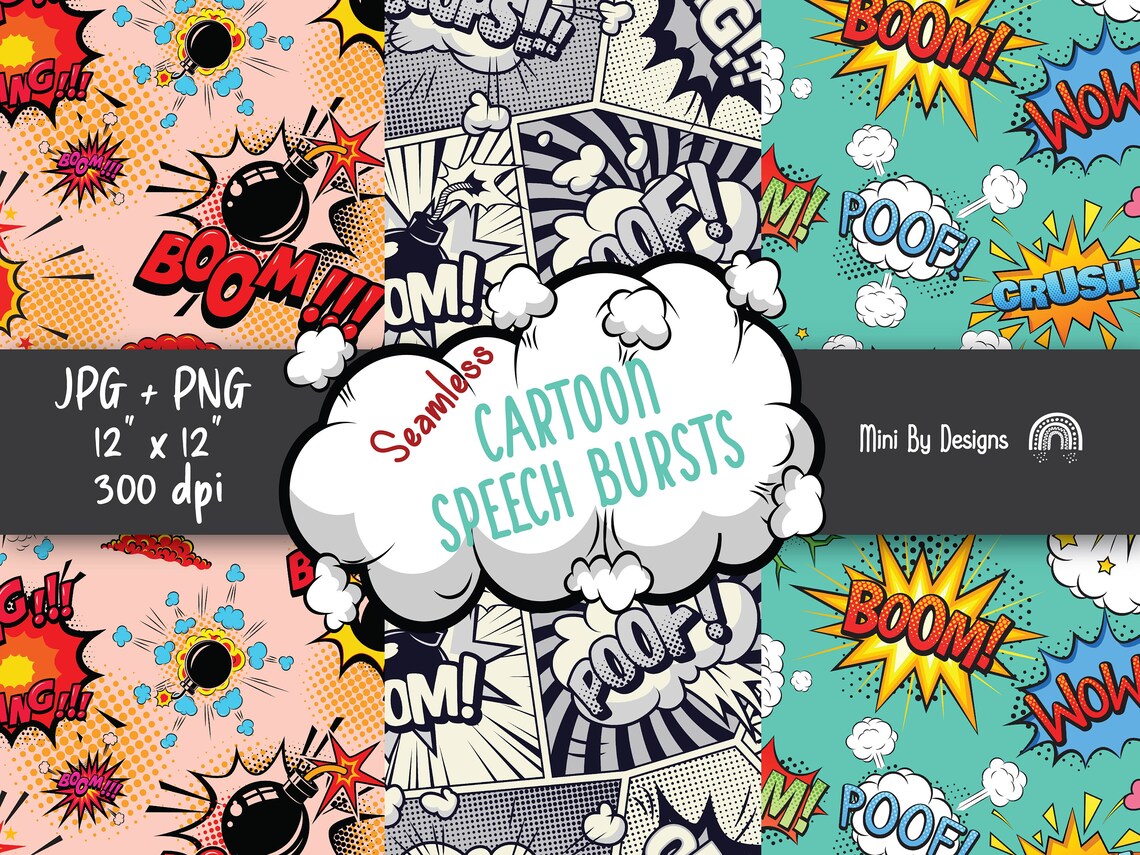 Comic Seamless Pattern for Commercial Use Comic Word Bubble Seamless ...