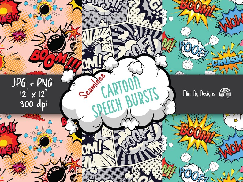 Comic Seamless Pattern for Commercial Use Comic Word Bubble Seamless ...
