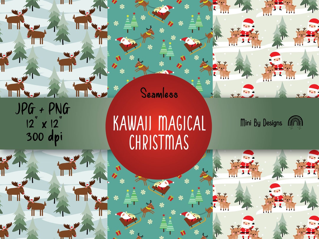 Kawaii Magical Christmas Repeat Pattern for Commercial Use Santa ...