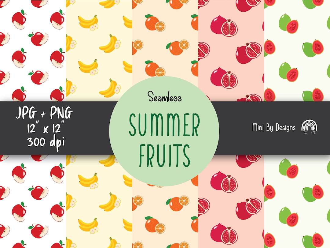 Summer Repeating Pattern for Fabric Printing Sublimation Kawaii Fruit ...