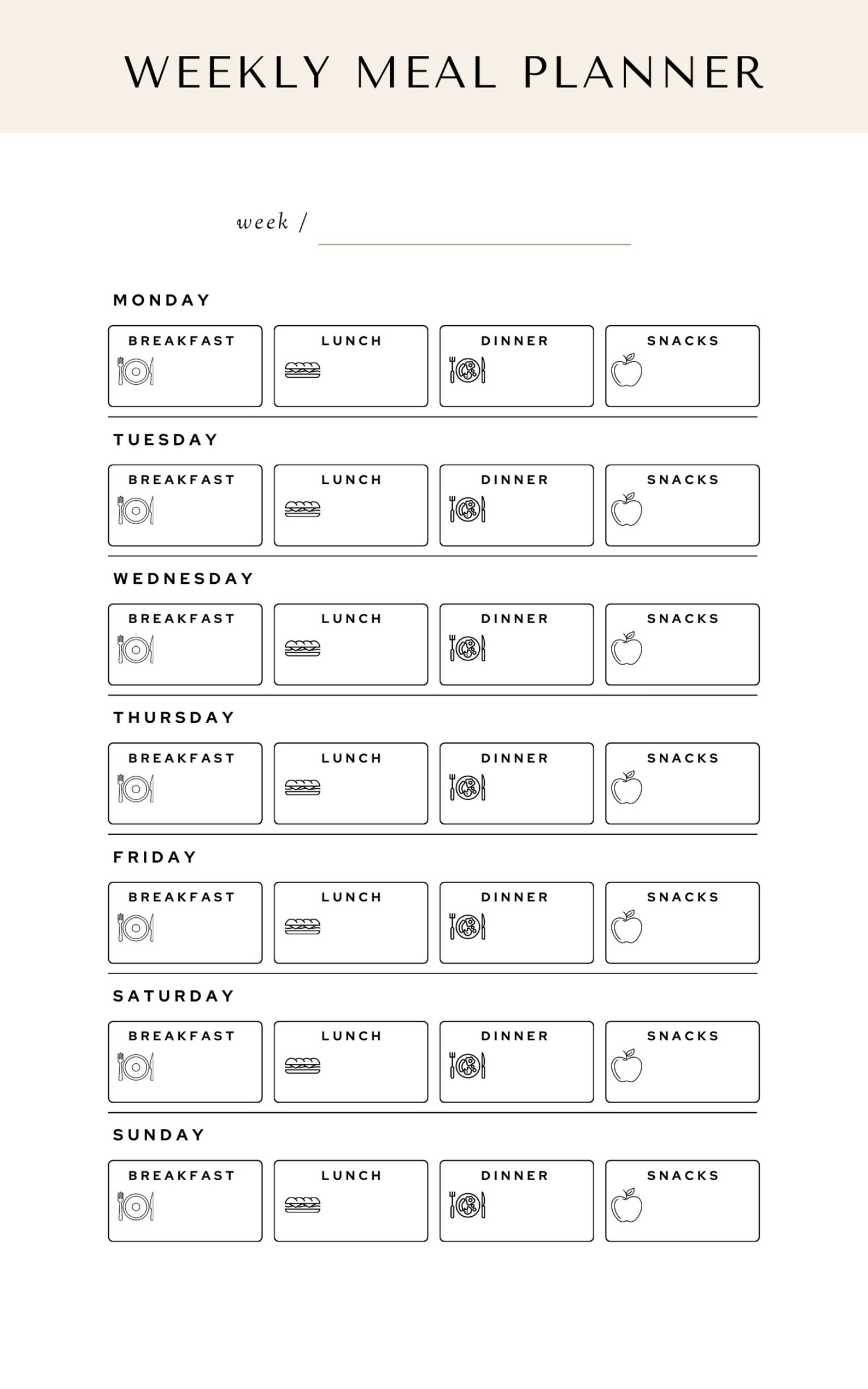 Printable Digital Meal and Grocery Planner | Daily Food Recipes ...