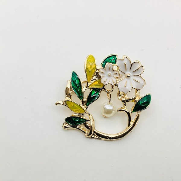 Enamel Flower Brooch - Etsy
