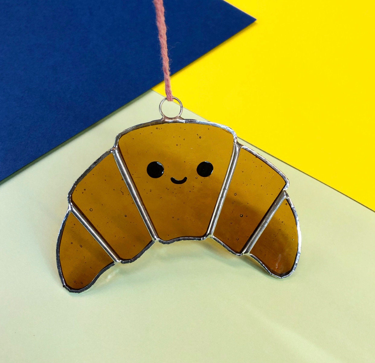 Stained Glass Croissant Hanging Decoration - Etsy