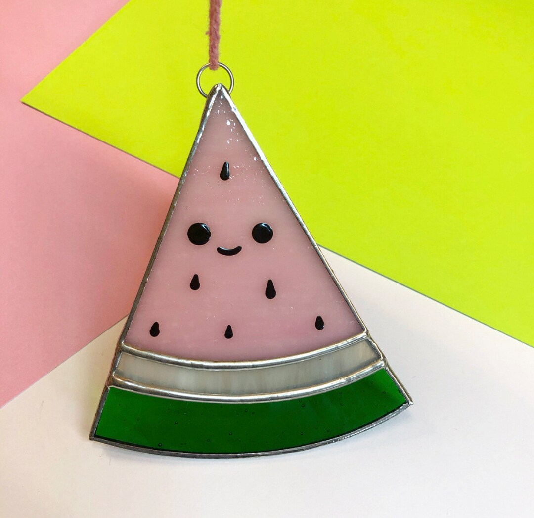 Stained Glass Watermelon Hanging Decoration - Etsy