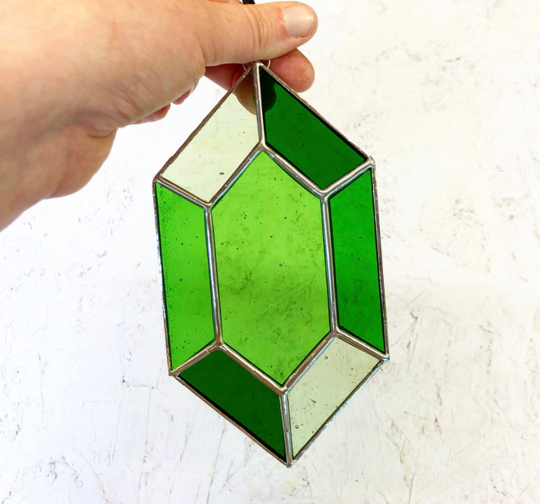 Stained Glass Zelda Inspired Rupee Hanging Decoration - Etsy