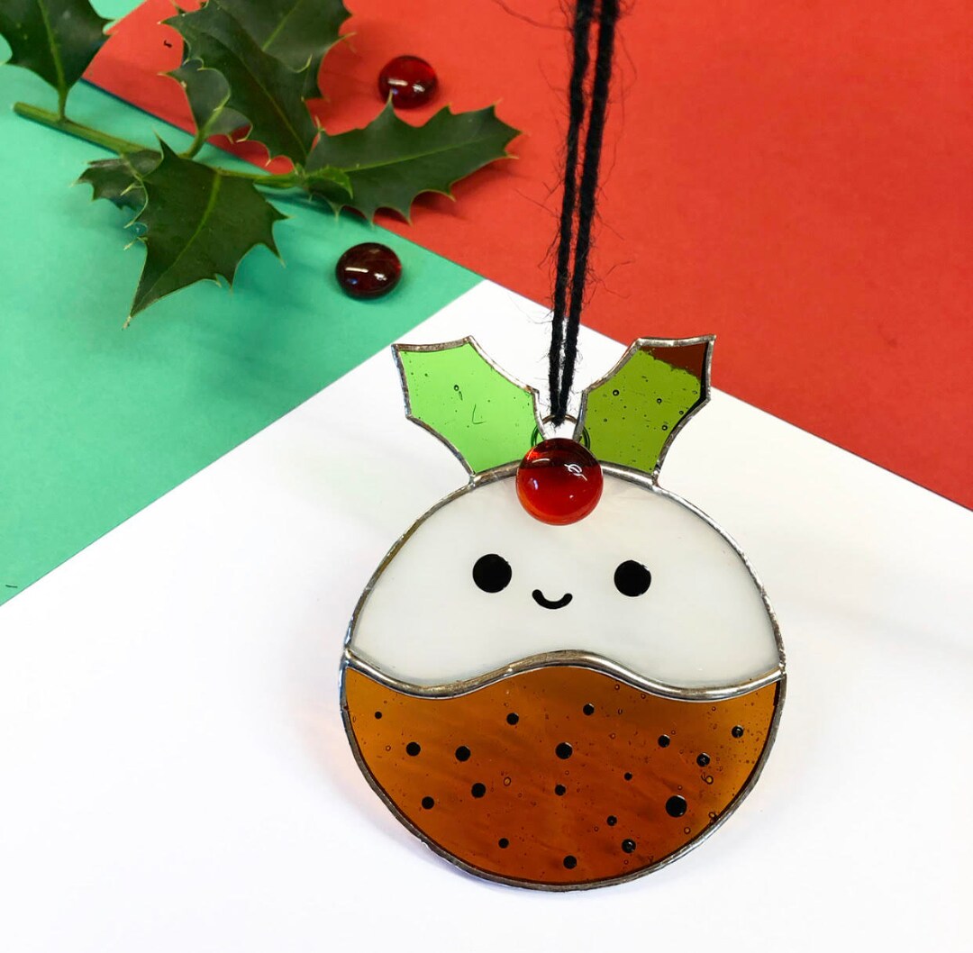 Stained Glass Christmas Pudding Hanging Decoration - Etsy