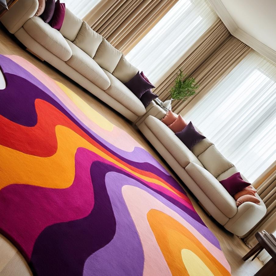 Oversized Maximalist Swirl Rug | Irregular Shaped Pop Art Carpet ...