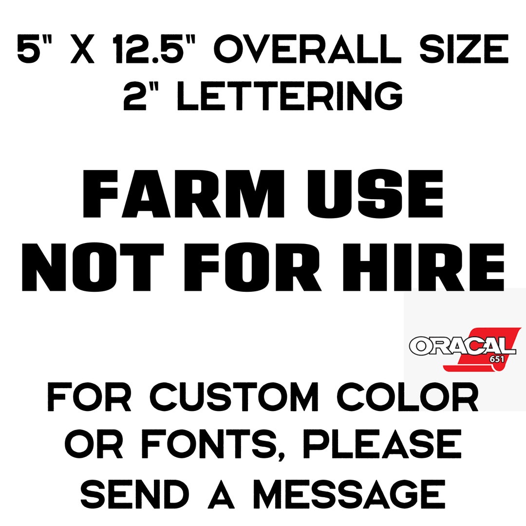 Farm Use Not for Hire DOT Decal Sticker - Etsy