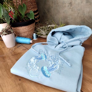 Embroidered Jellyfish Sky Blue Pullover, Jellyfish Water Color ...