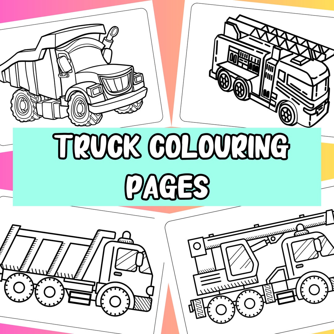7 Pack Truck Colouring in Pages Truck Themed School Activity 7 X A4 ...