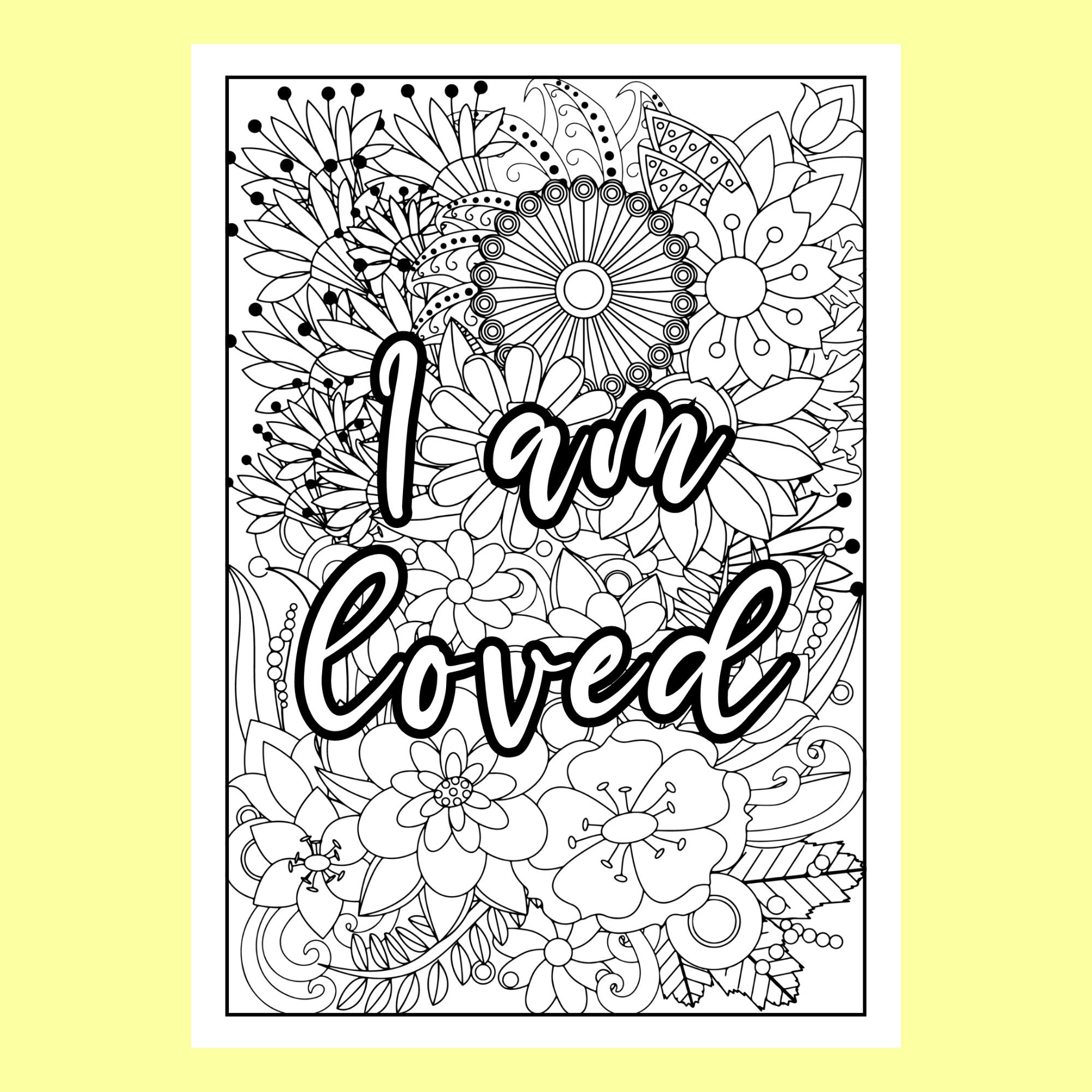 10 Pack Positive Affirmations Flower Colouring in Pages 10 X A4 ...
