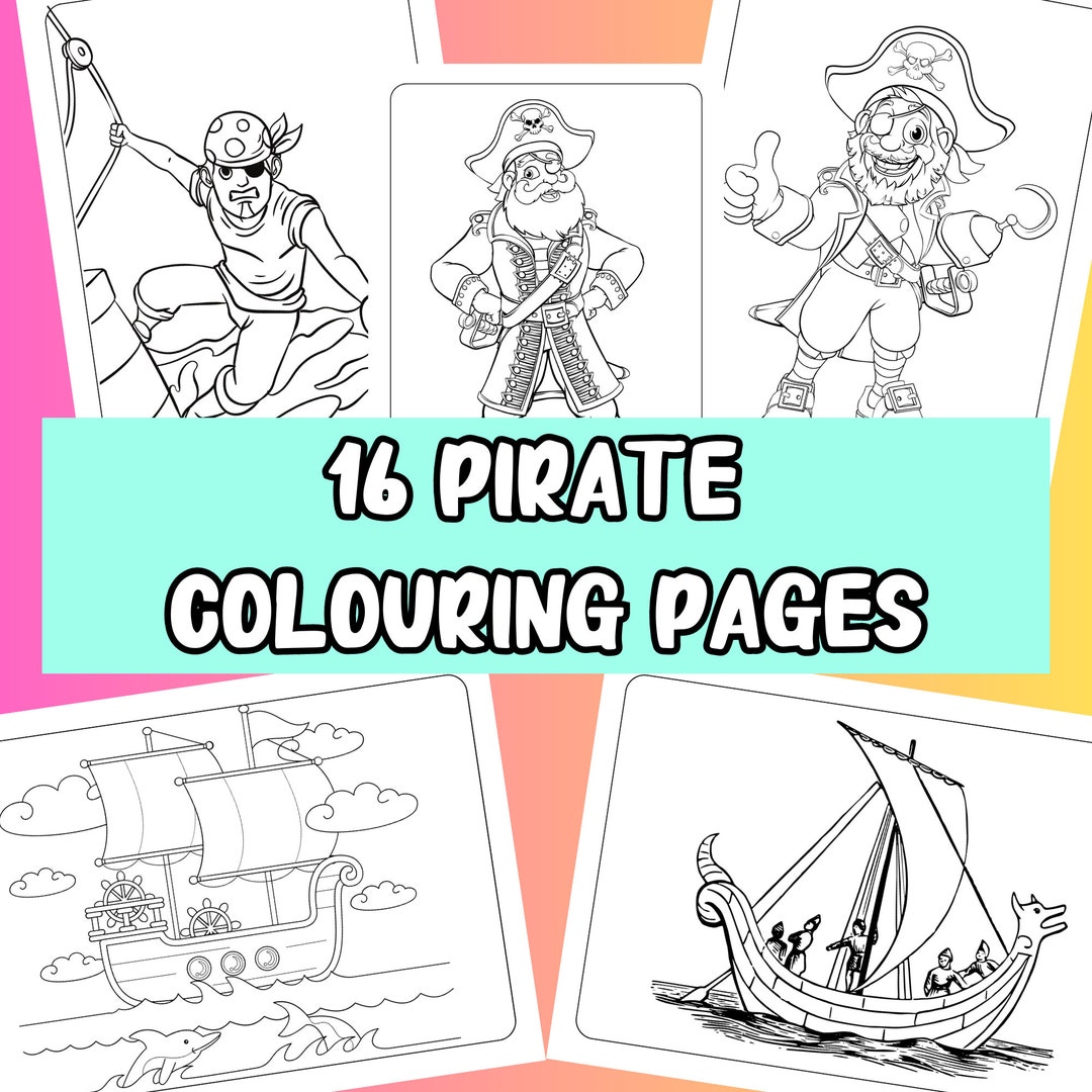 16 Pack Pirate Colouring in Pages School Activity 16 X A4 Colouring ...