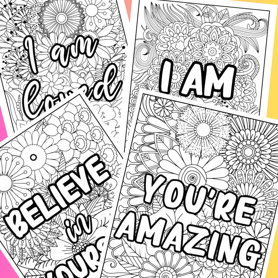 10 Pack Positive Affirmations Flower Colouring in Pages 10 X A4 ...