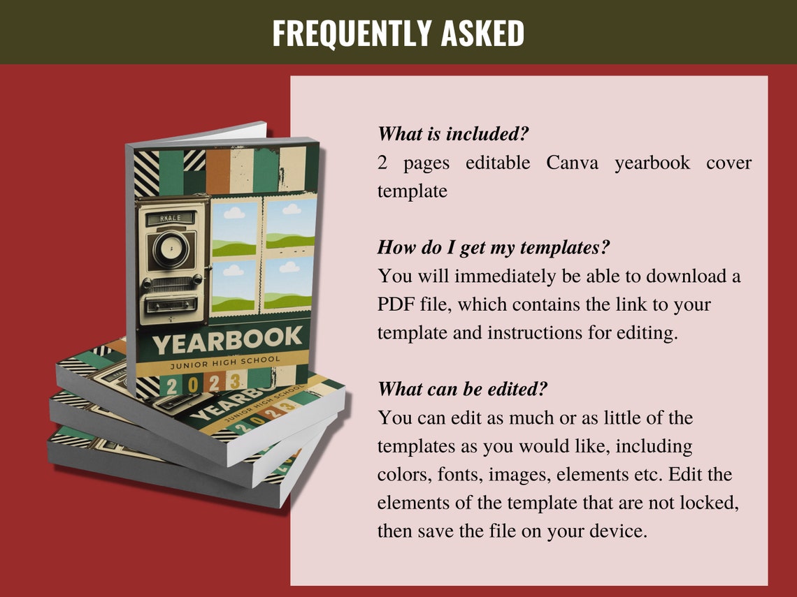 Yearbook Cover Template With Retro Revival Theme, Senior High School ...