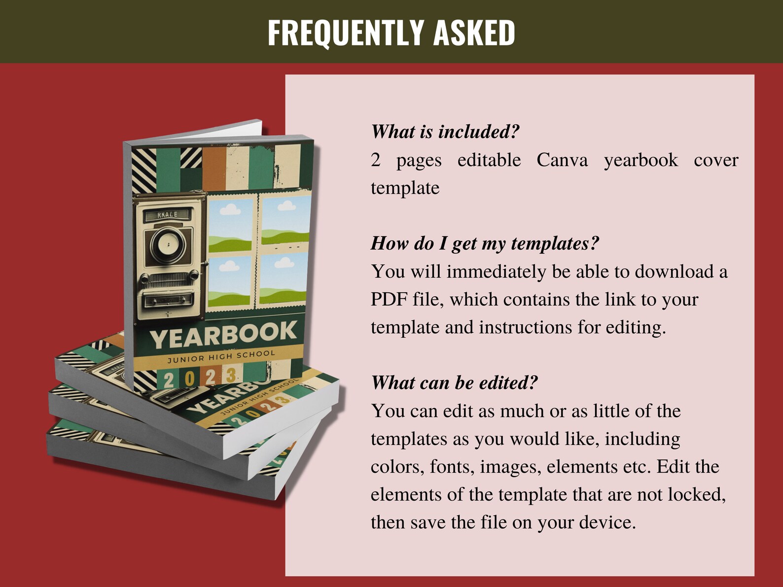 Yearbook Cover Template With Retro Revival Theme, Senior High School ...