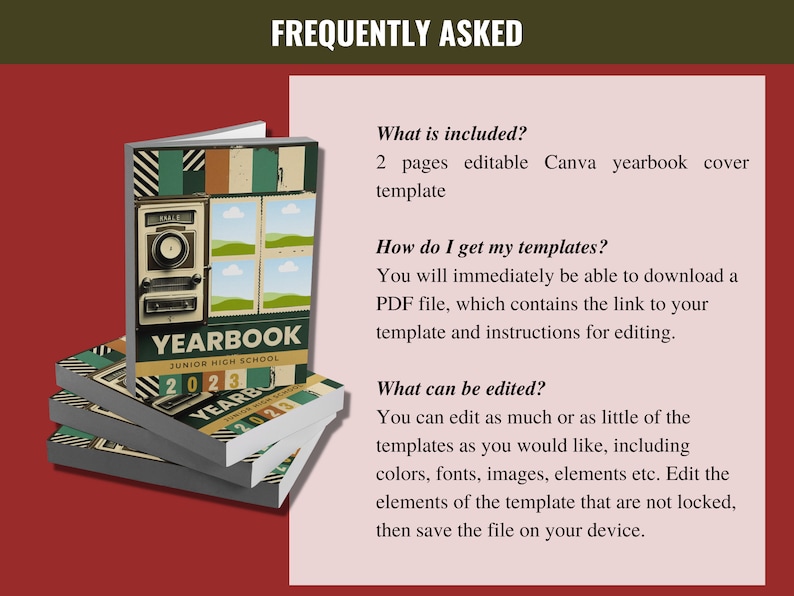 Yearbook Cover Template With Retro Revival Theme, Senior High School ...