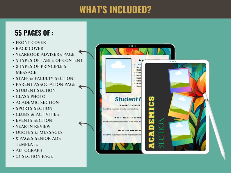 School Spirit Inspired Elementary Yearbook Template With Picasso Pop ...