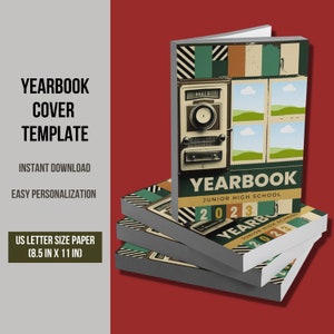 Yearbook Cover Template With Retro Revival Theme, Senior High School ...