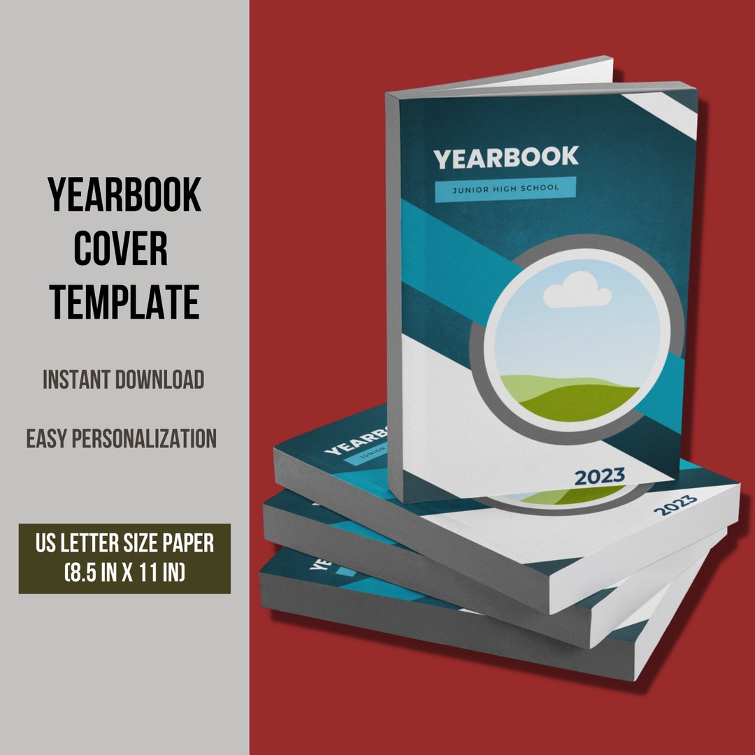 Blue Beyond Yearbook Cover Template: Canva School Design - Etsy