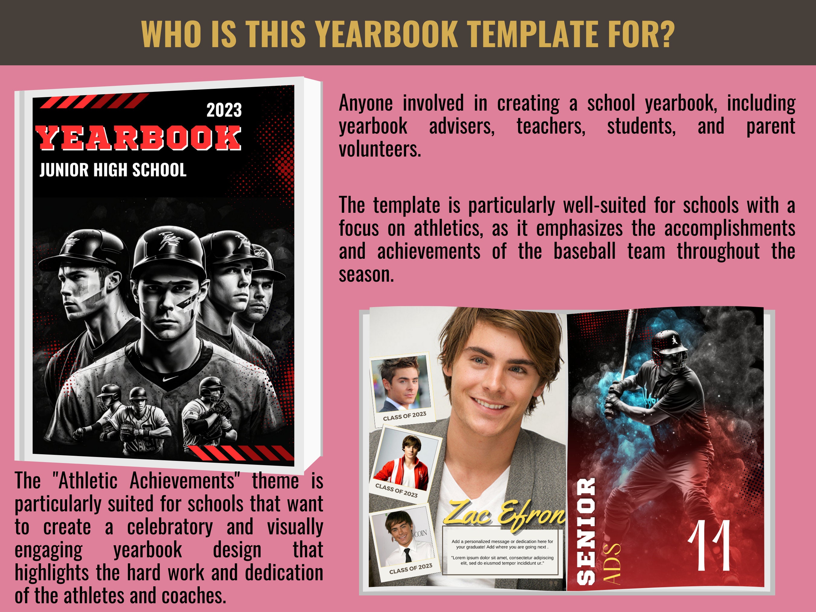 School Spirit High School Yearbook Template With Athletic Achievements ...