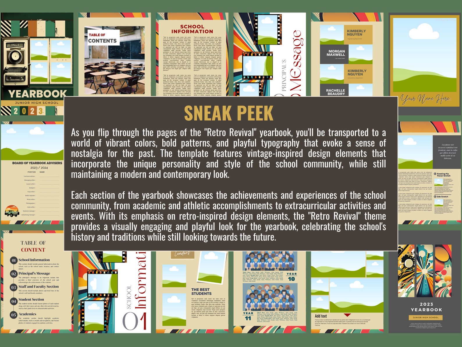 Nostalgic High School Yearbook Template With Retro Revival Theme - Etsy